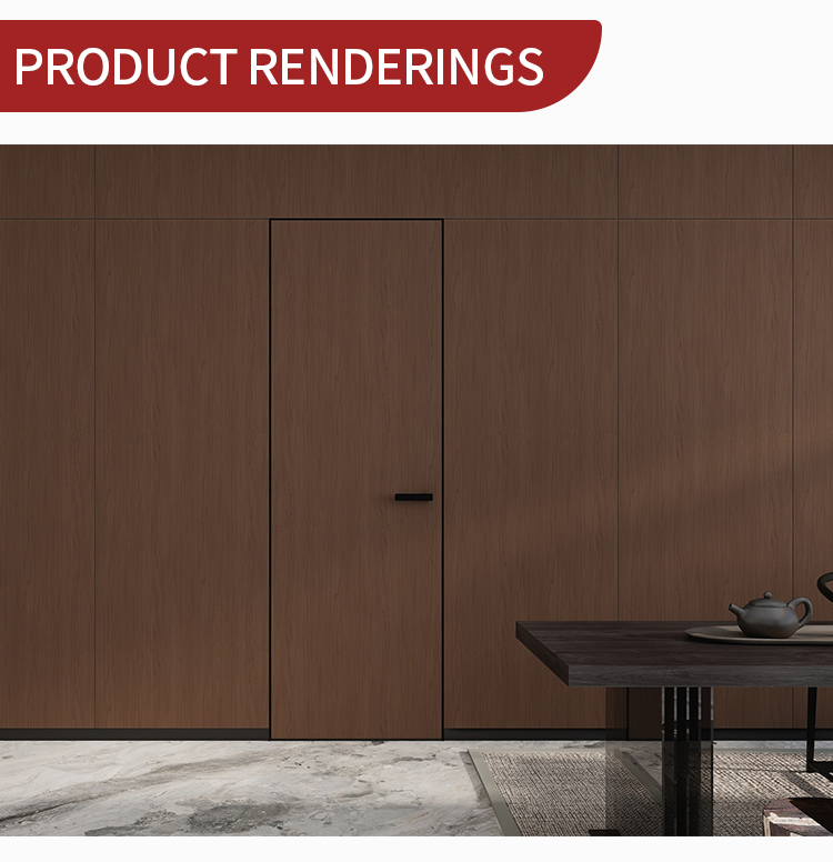 60 series concealed frame minimalist aluminum wooden door - Opuomen